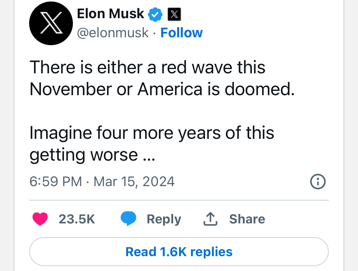 Elon Musk Warns of 'Red Wave' Amid New York's Illegal Immigration Crisis